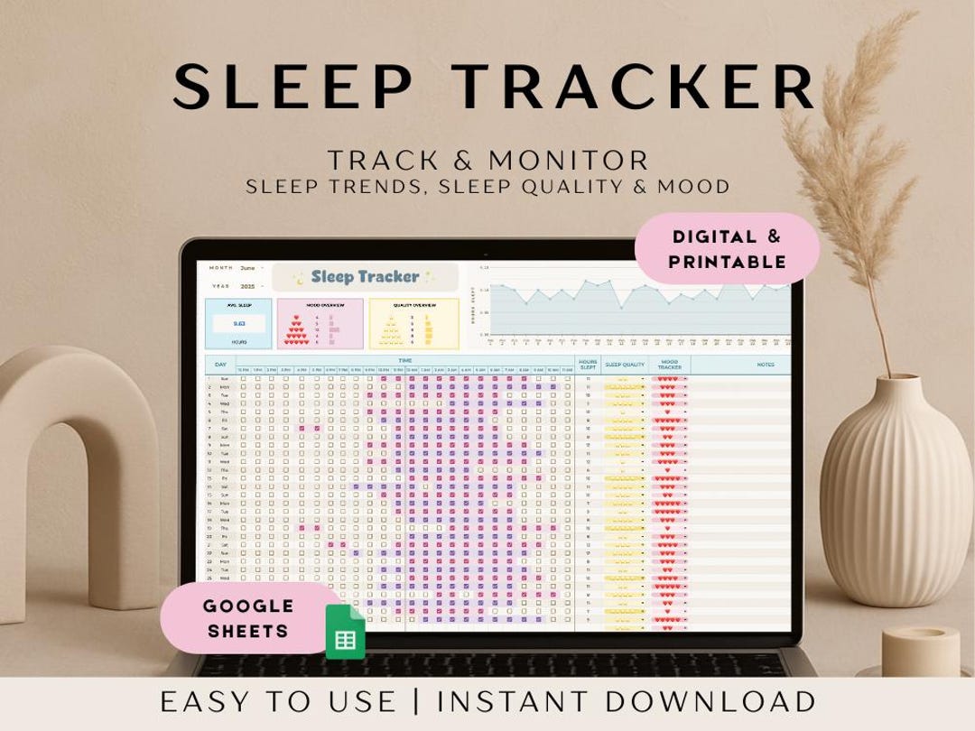 Monthly Sleep Tracker | Digital Google Sheets Template | Undated ...