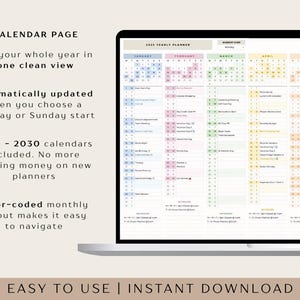 One-page Monthly Planner | 12-month Yearly Overview Spreadsheet for ...