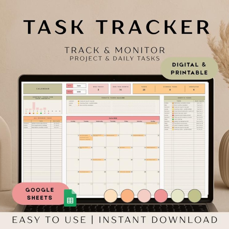 Daily Tasks Spreadsheet - Etsy