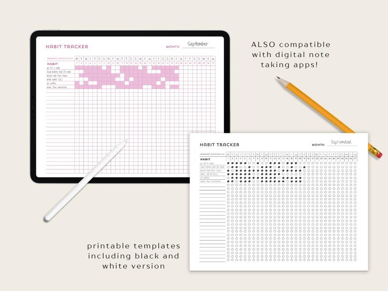Printable or Digital Habit Tracker PDF | Digital Habit Tracker Template ...