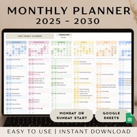 Editable Yearly Planner, Printable Yearly Overview on One Page, Year at ...