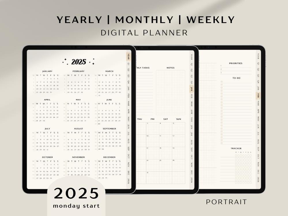 2025 Digital Planner PORTRAIT | Digital Planner, Goodnotes Planner ...
