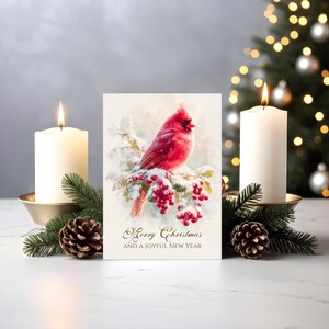Red Cardinal in Snow – Printable Christmas Greeting Card PNG – Nature ...