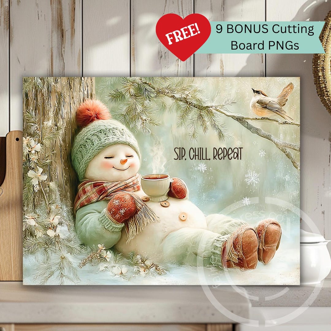 Snowman Cutting Board PNG – Holiday Sublimation Design – Winter ...