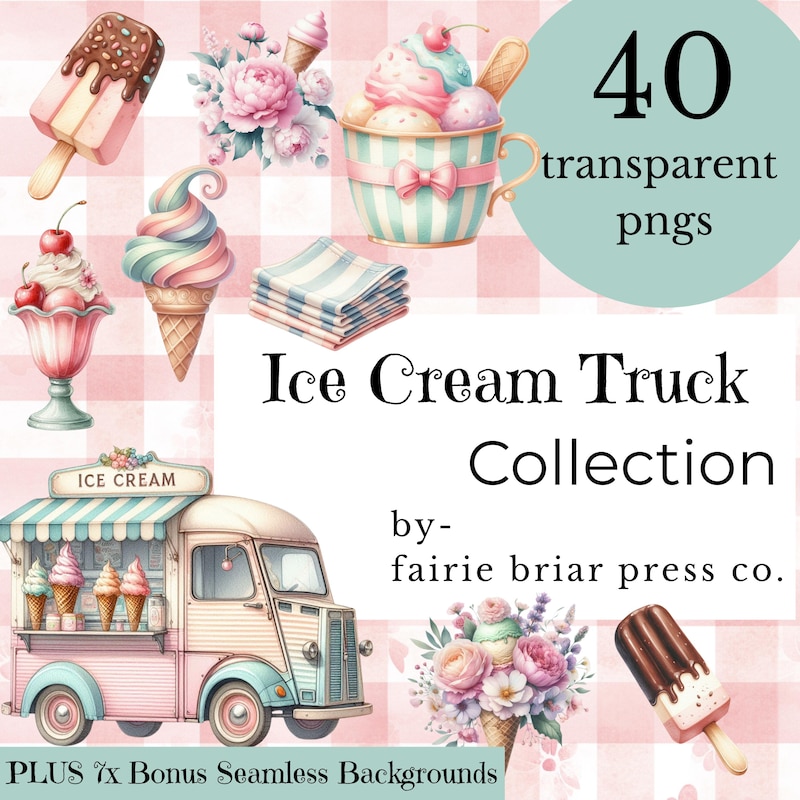 Ice Cream Truck Clipart - Etsy