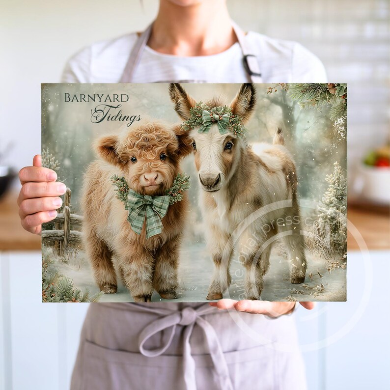 Highland Calf & Donkey Christmas Sublimation – Farmhouse Holiday ...