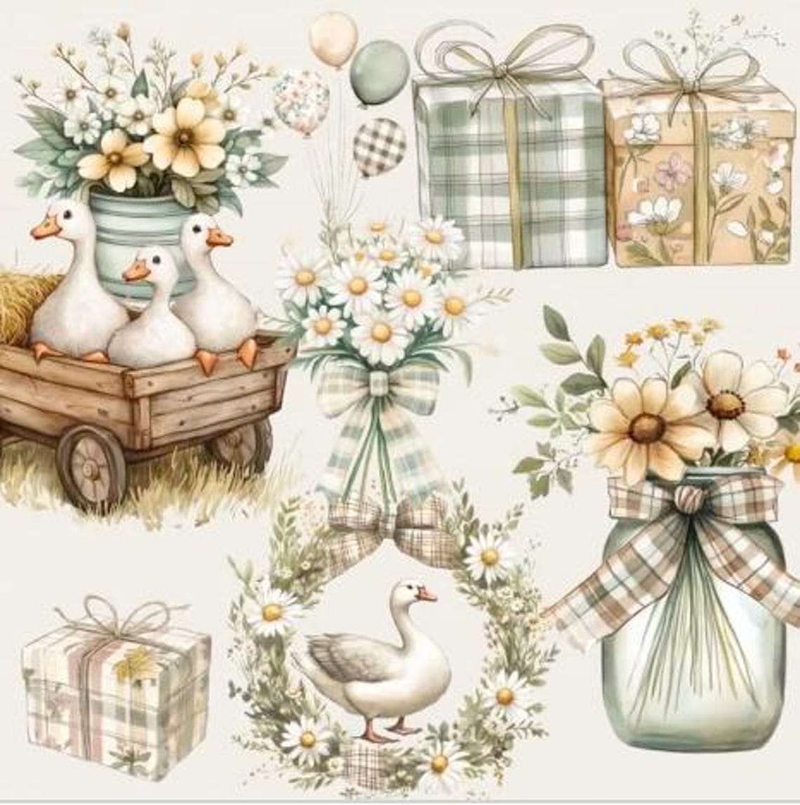Goose Clipart Set: Watercolor Geese PNG Graphics (digital Download - Etsy