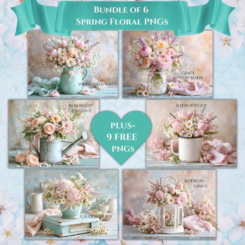 Spring Floral Cutting Board PNG Bundle – Faith Farmhouse Sublimation ...