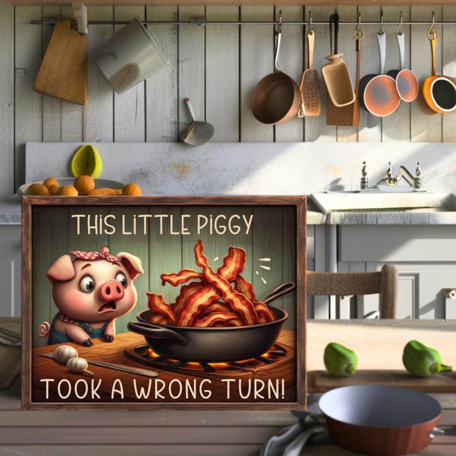 Funny Farmhouse Pig Cutting Board PNG: Rustic Kitchen Decor (digital ...