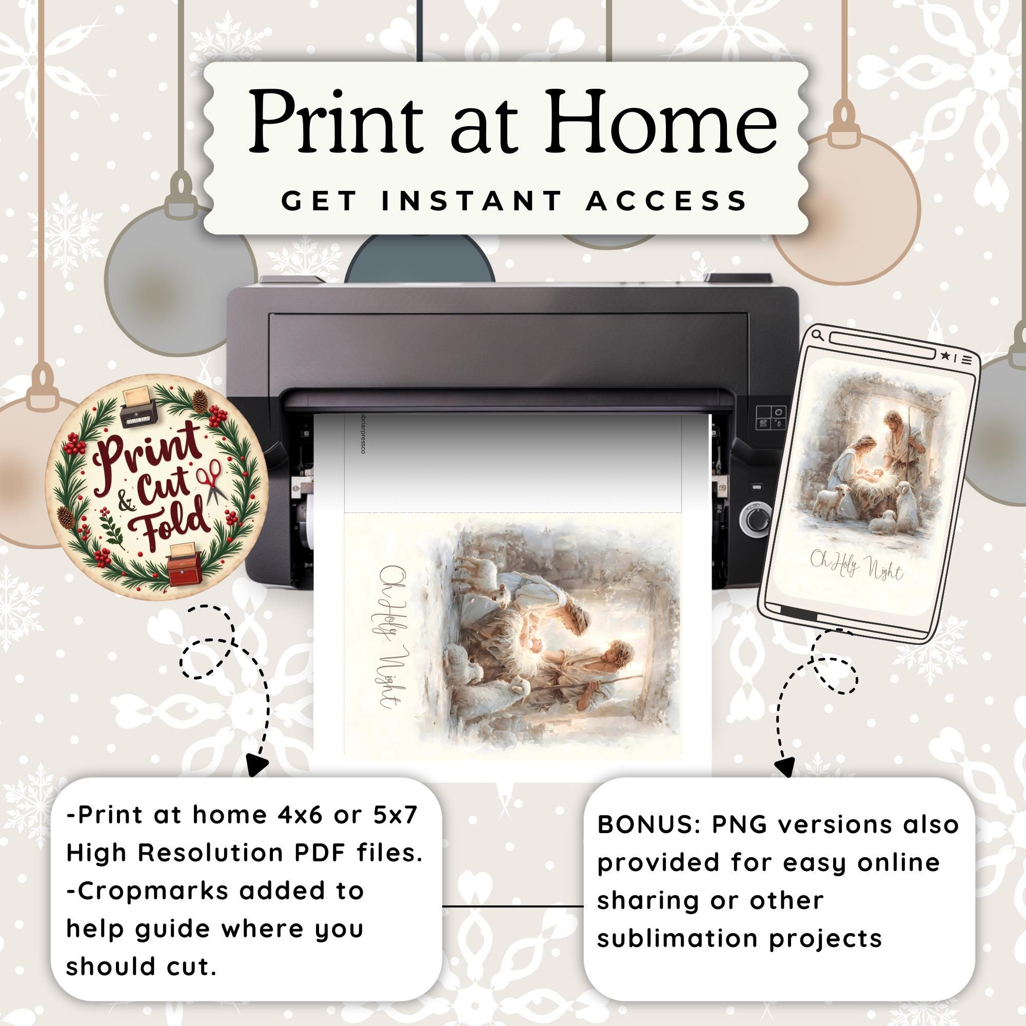 Oh Holy Night Nativity Scene – Printable Christmas Greeting Card PNG ...