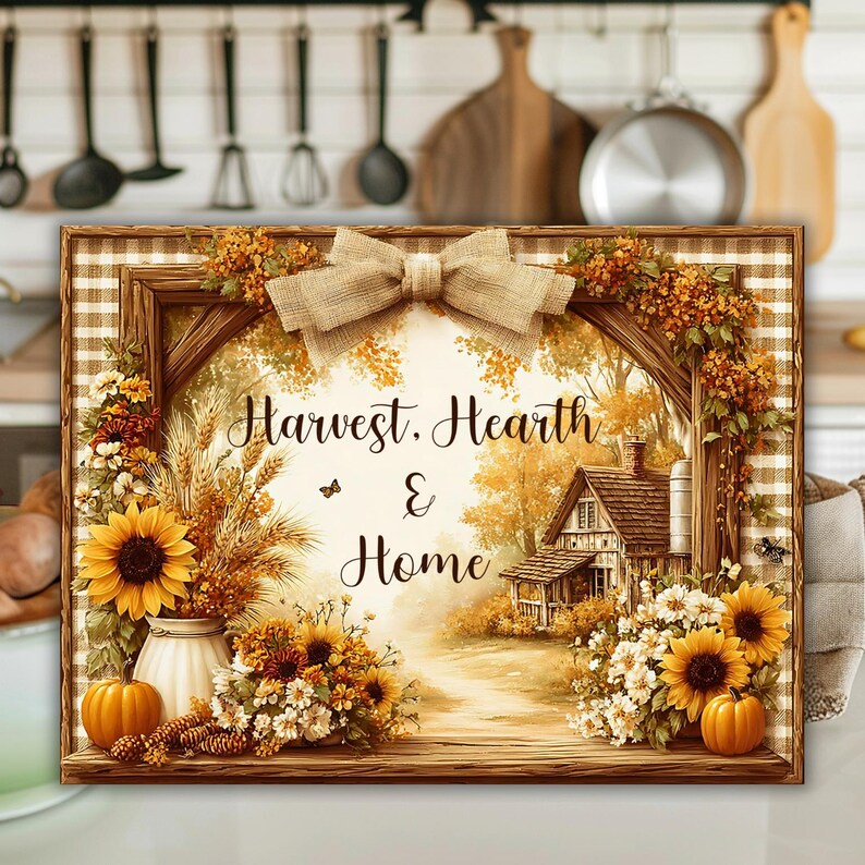 Harvest Hearth & Home – Fall Cutting Board PNG – Rustic Autumn ...