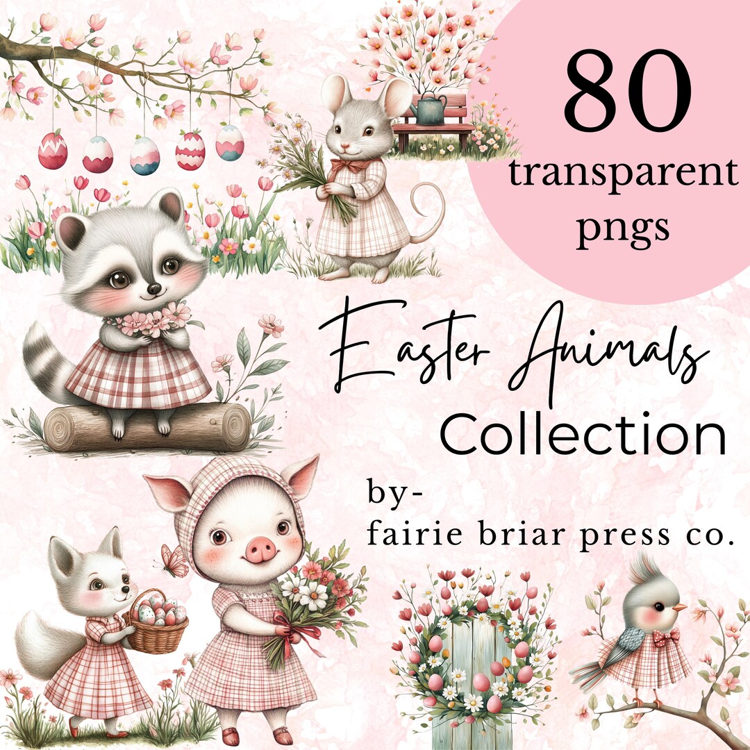 Cute Easter Animals Clipart | Instant Download Digital Png Files ...