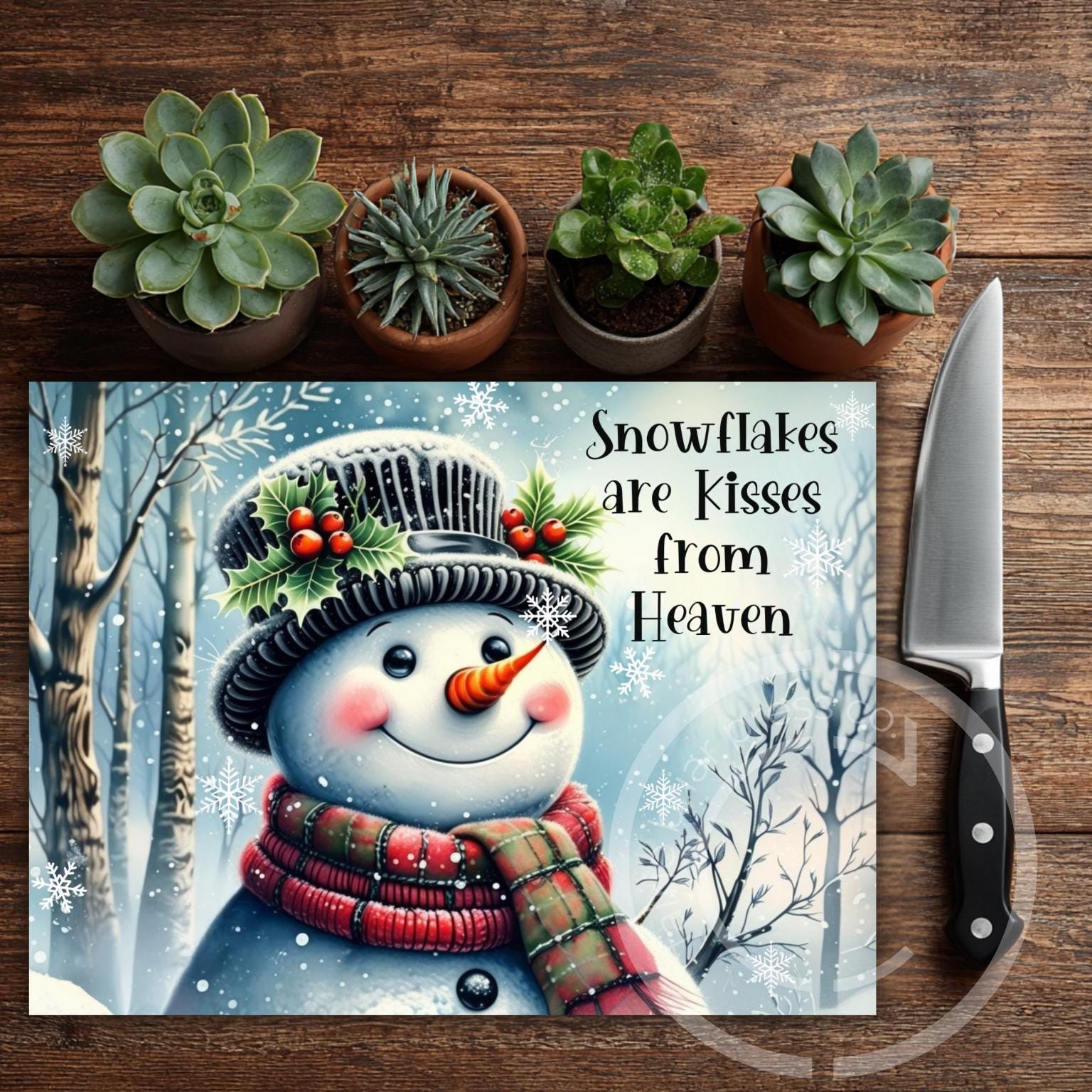 Snowman Sublimation PNG – Winter Cutting Board Design – Christmas ...
