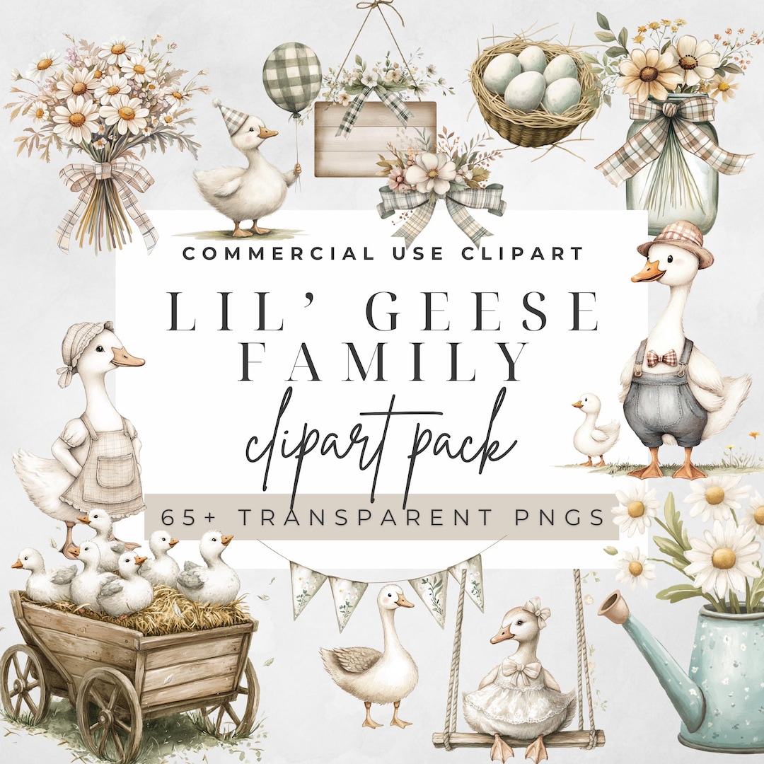 Geese Clip Art Family, Adorable Goose Canva Template, Editable Geese ...