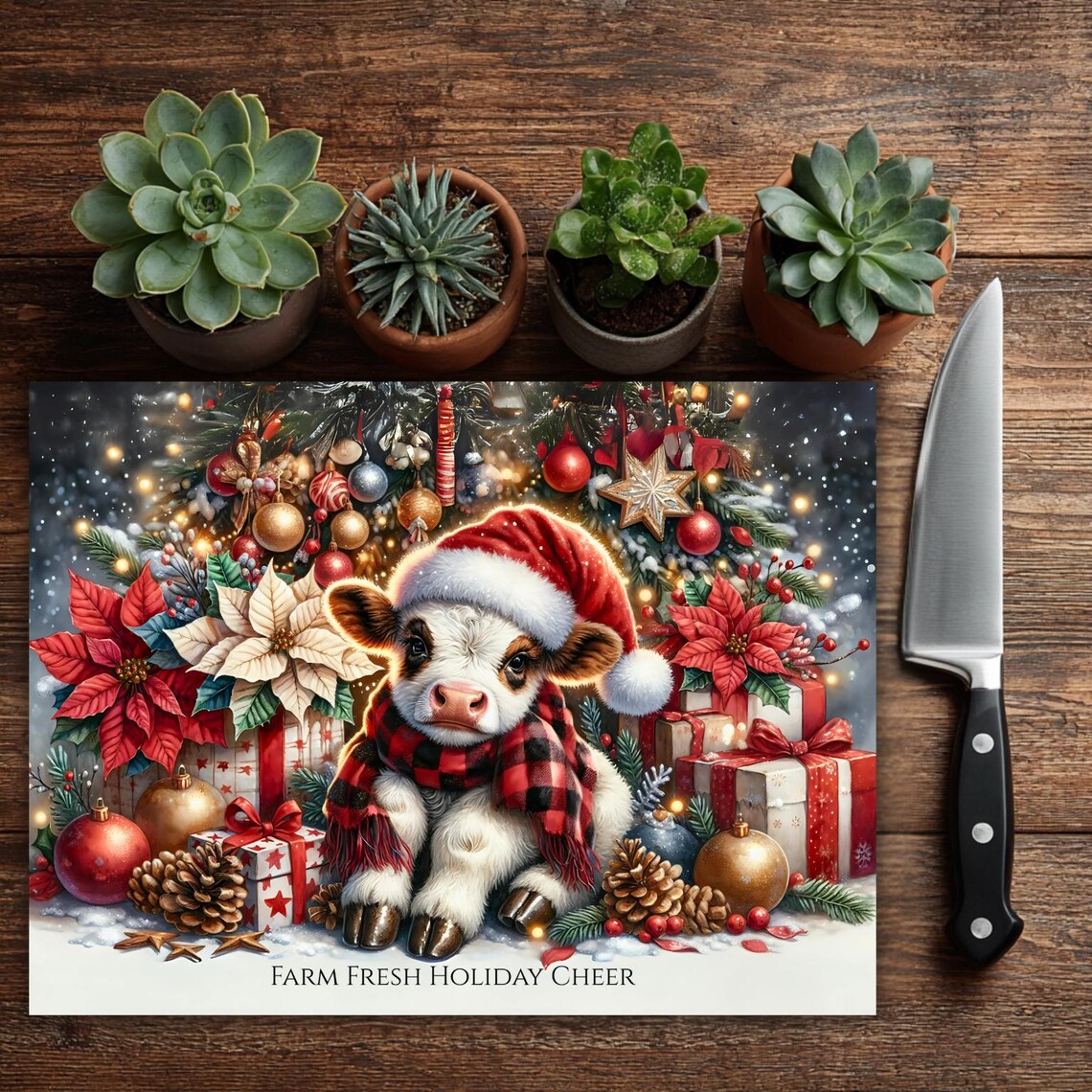 Christmas Cow Cutting Board PNG – Farm Fresh Holiday Cheer – Highland ...