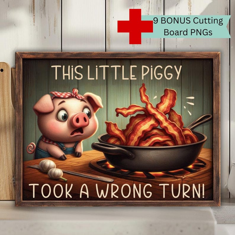 Funny Farmhouse Pig Cutting Board PNG: Rustic Kitchen Decor (digital ...
