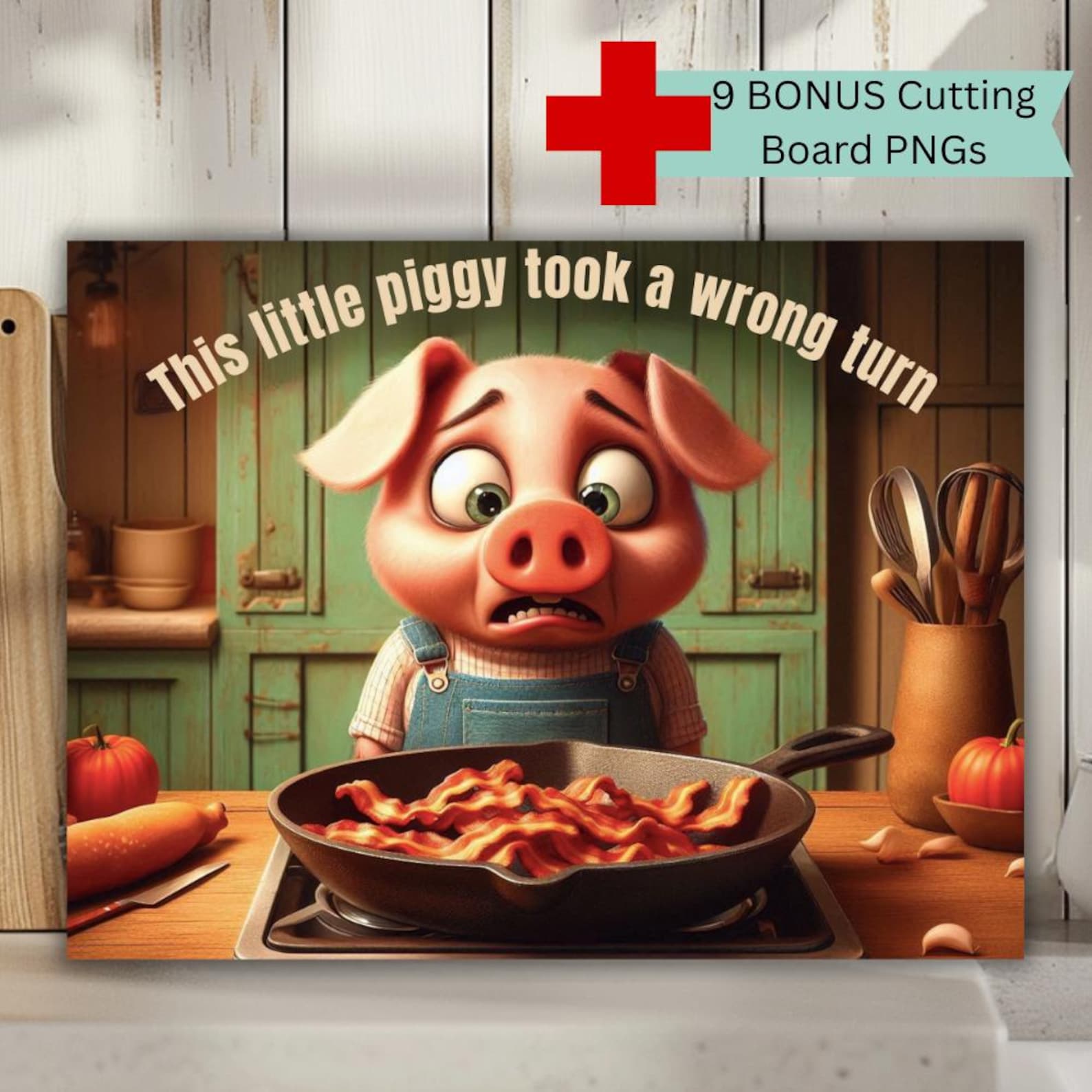 Funny Farmhouse Pig Cutting Board PNG: Rustic Kitchen Decor (digital ...