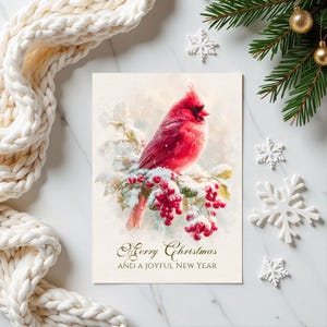 Red Cardinal in Snow – Printable Christmas Greeting Card PNG – Nature ...