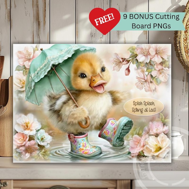 Joyful Spring Duckling Cutting Board PNG + 9 FREE Sublimation Designs ...