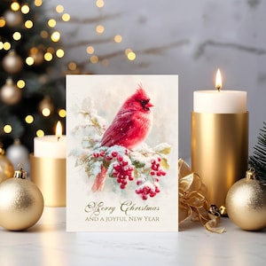 Red Cardinal in Snow – Printable Christmas Greeting Card PNG – Nature ...