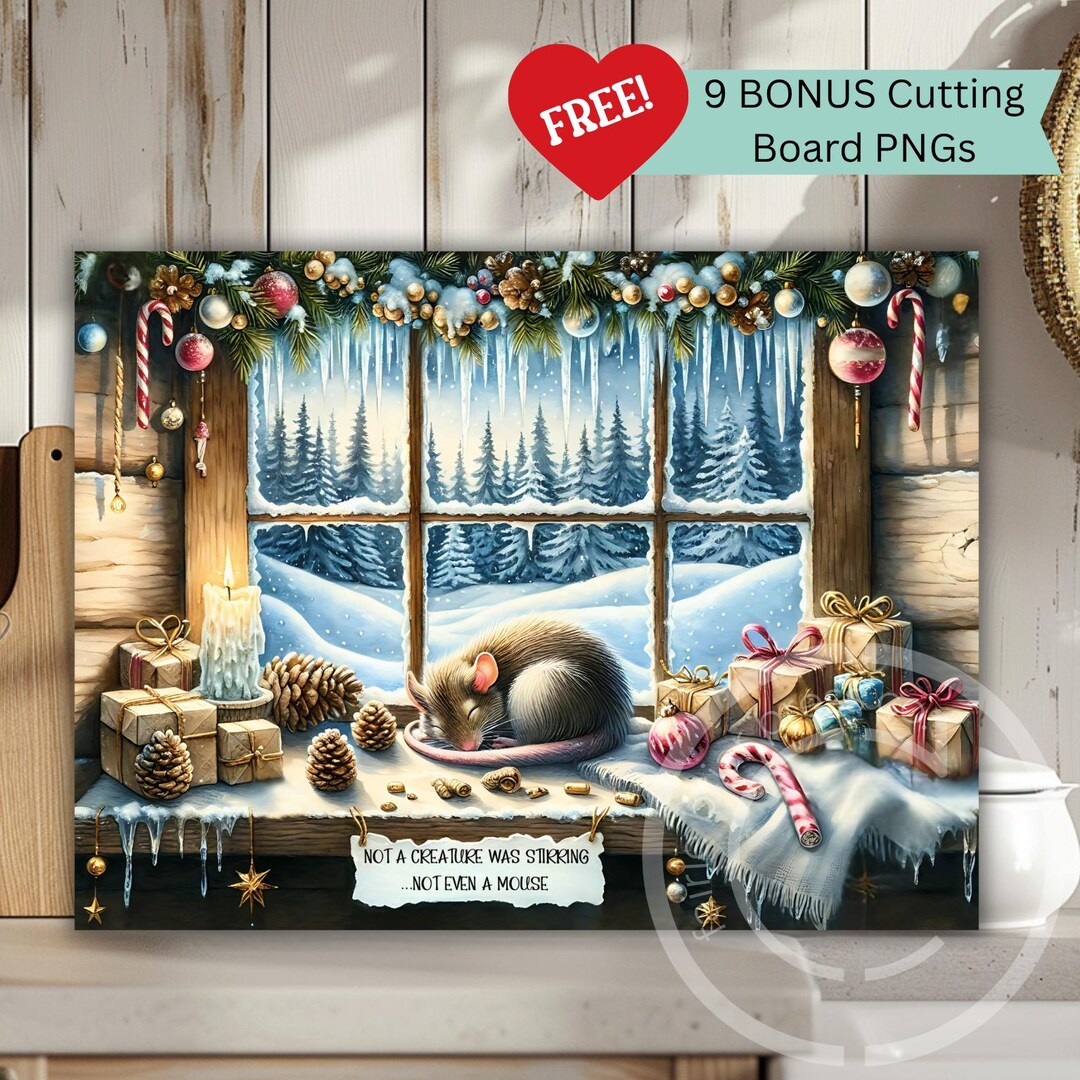 Not a Creature Was Stirring PNG – Christmas Cutting Board Sublimation ...