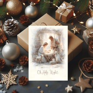 Oh Holy Night Nativity Scene – Printable Christmas Greeting Card PNG ...