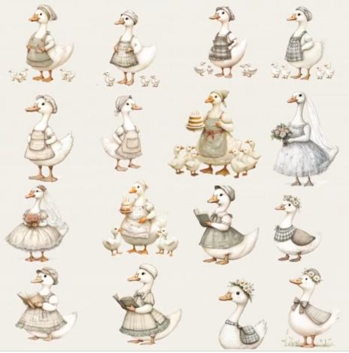 Goose Clipart Set: Watercolor Geese PNG Graphics (digital Download - Etsy