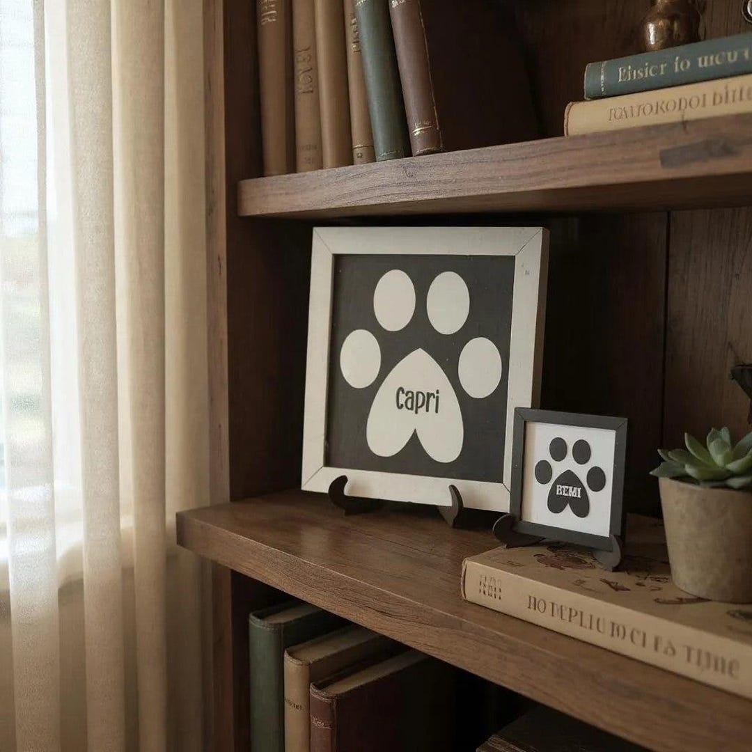 Dog Paw Print Sign, Personalized Dog Name Inside Pawprint for Most ...
