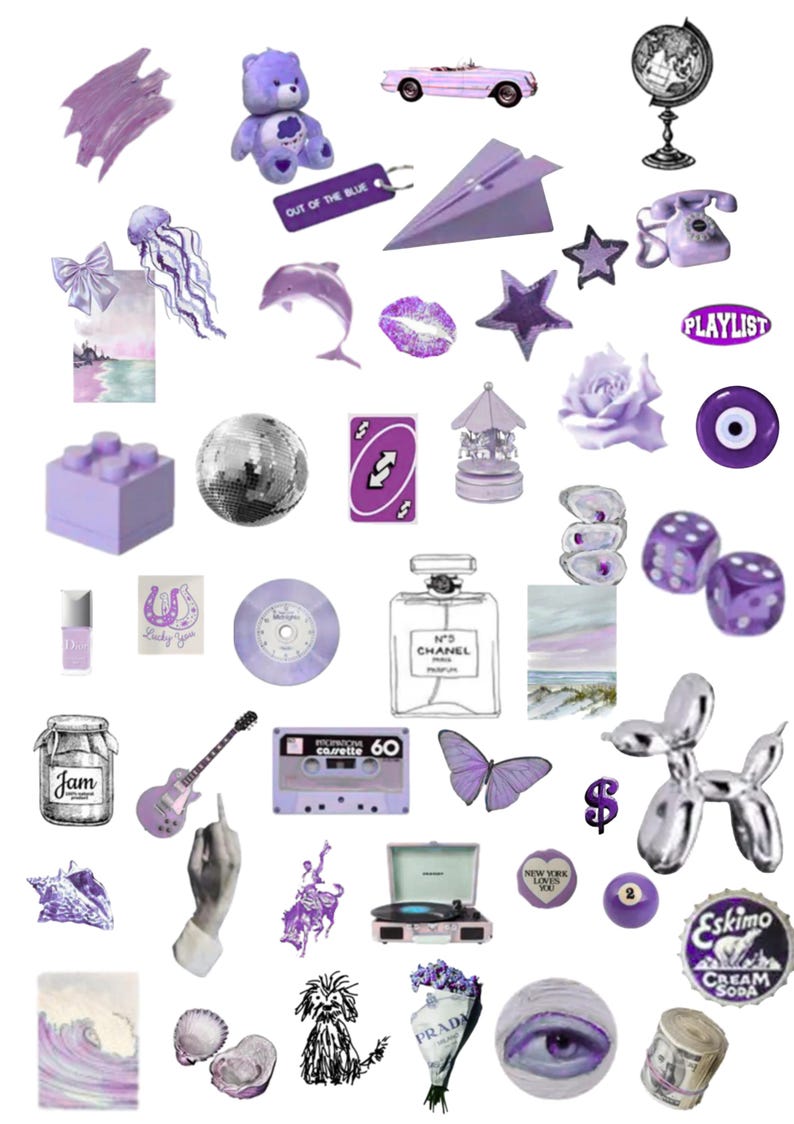 Purple Sticker Set: Dreamy Pngs, Planner Stickers (digital Download A4 ...