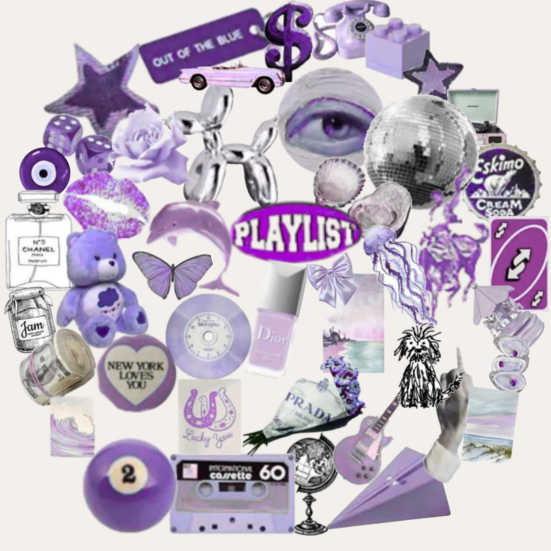 Purple Sticker Set: Dreamy Pngs, Planner Stickers (digital Download A4 ...