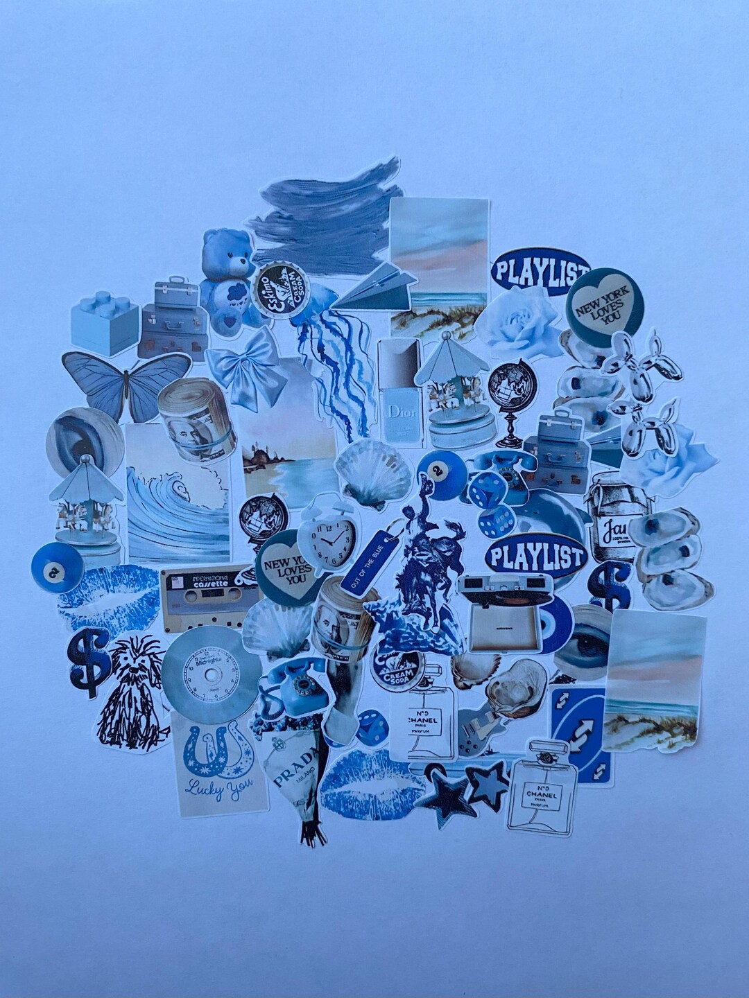 Blue Aesthetic Sticker Pack – Scenic, Nostalgic & Chic Travel, Music ...