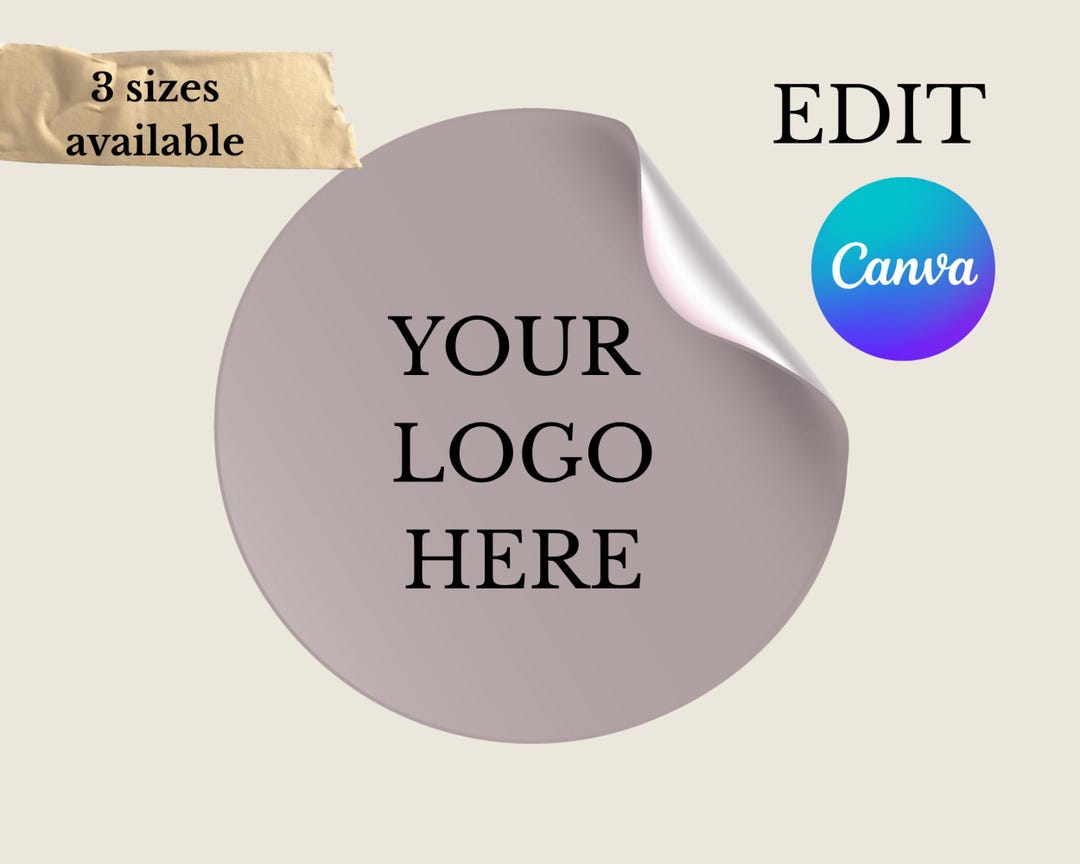 Custom Logo Round Stickers: Printable Canva Template, 3 Sizes (digital ...
