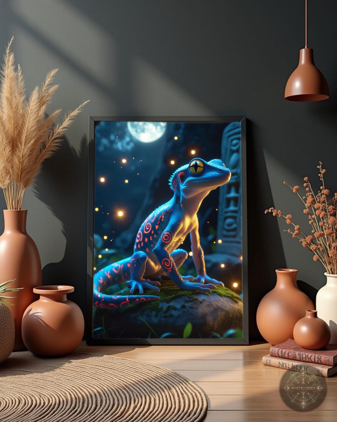 Mystical Spirit Lizard Art Print: Fantasy Gecko Poster (digital ...