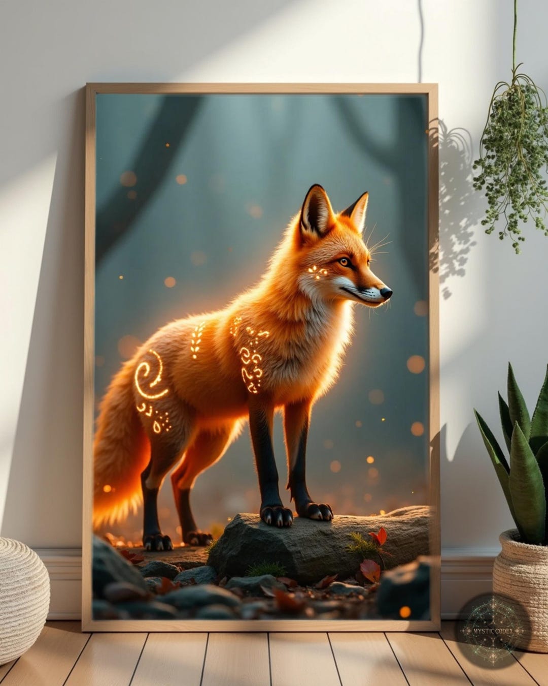 Mystical Fox Wall Art: Ember Whisper Runes, Fantasy Animal Print ...