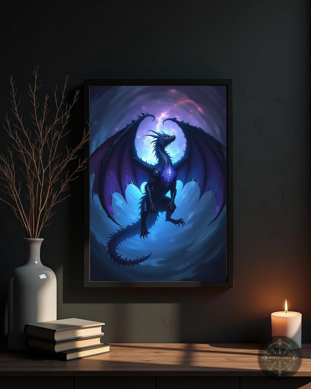 Celestial Rune Dragon – Void Spirit Fantasy Wall Art | Mystical Dragon ...
