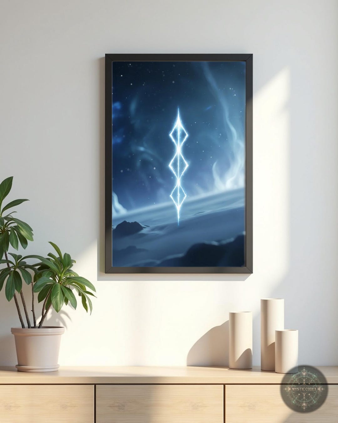 The Arcane Nexus – Glowing Rune Symbol Wall Art | Mystic Cosmic Sigil ...