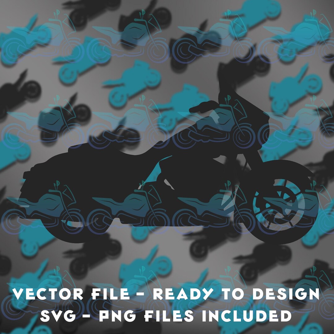 2008 Harley Davidson Street Glide Motorcycle Silhouette Vector SVG ...