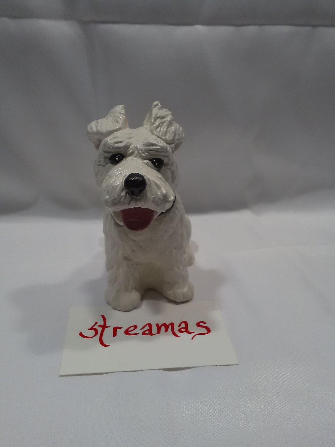 Hand Painted Pecan Resin White Puppy - Etsy