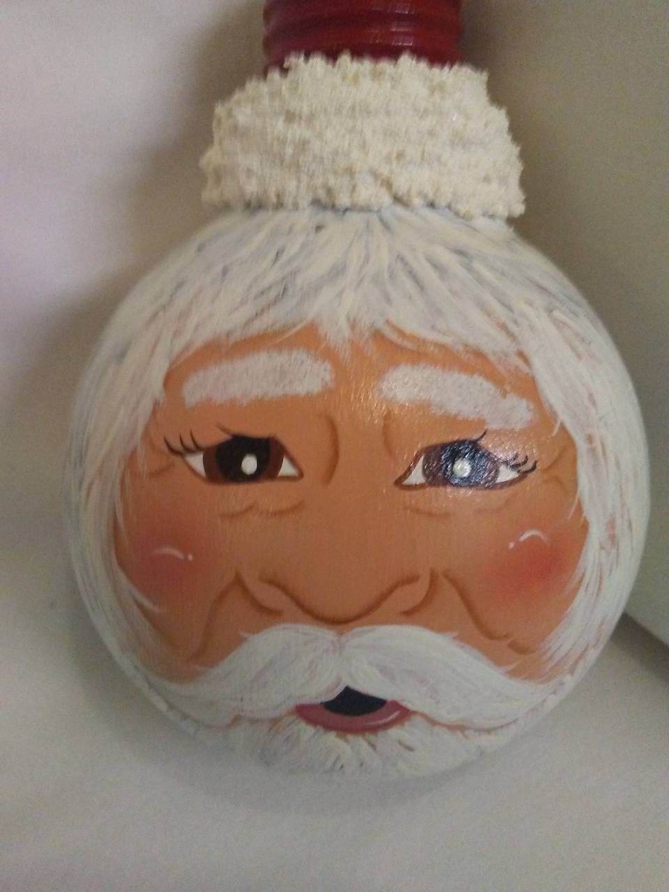 Hand-painted Light Bulb Santa - Etsy