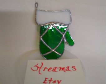 Handmade Stained Glass Christmas Candle With Holly Gorgeous Ornament or ...