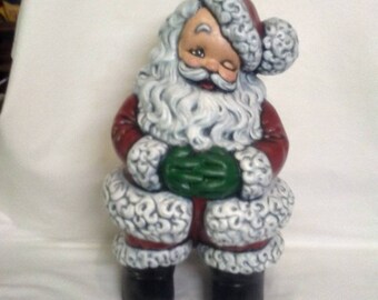 Vintage Large Ceramic Santa 1970s Hand Painted/gift/hand Made/statue ...