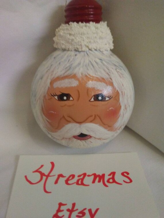 Hand-painted Light Bulb Santa - Etsy