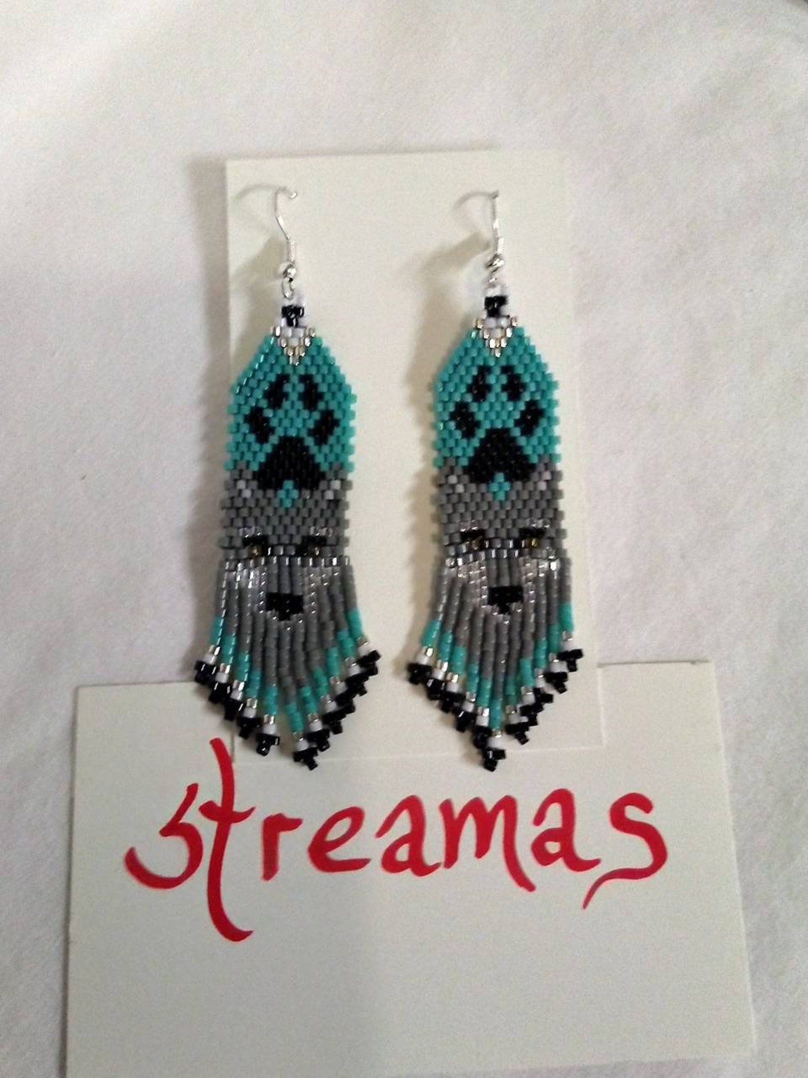 Hand-woven Wolf Seed Bead Earrings - Etsy