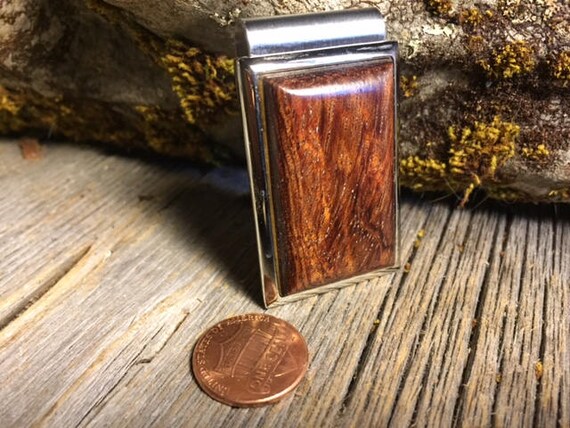 Wooden money clip: Rosewood chromed steel | Etsy