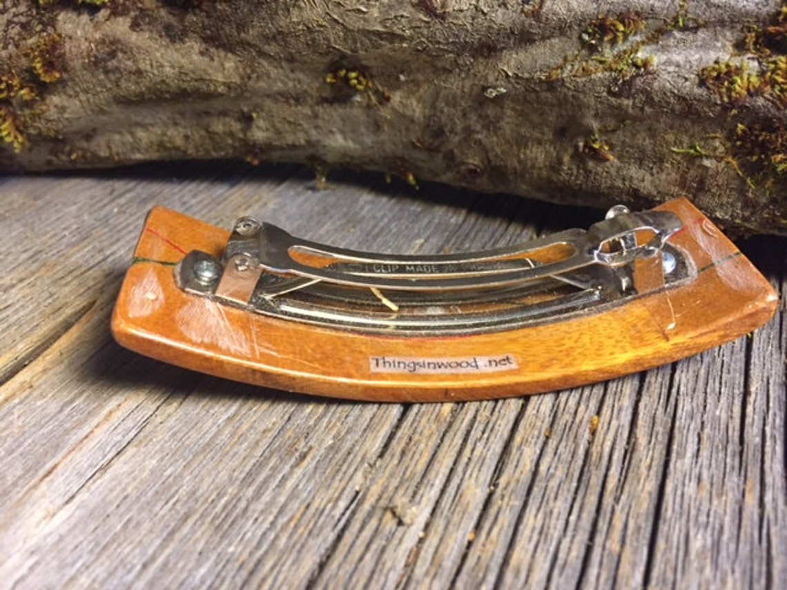 Wood/ Wooden Hair Barrette: Satinwood (medium) - Etsy