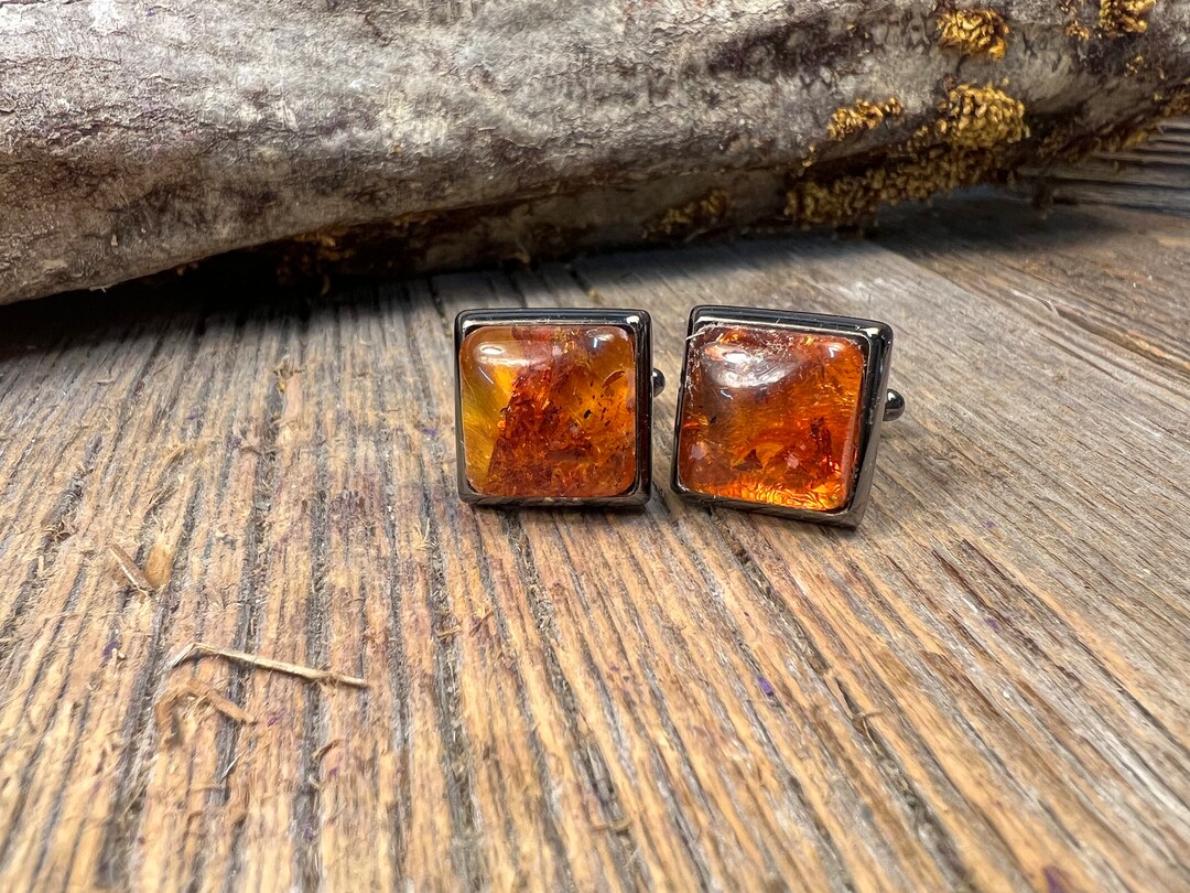 French Cufflinks: Baltic Amber 14/17 Mm Square - Etsy