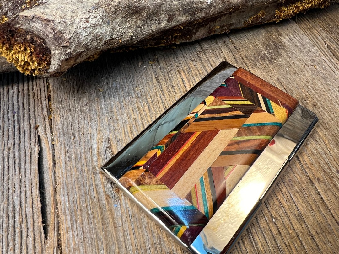 Wood/ Wooden Credit Card/business Card Case/ Holder: Kunterbunt ...