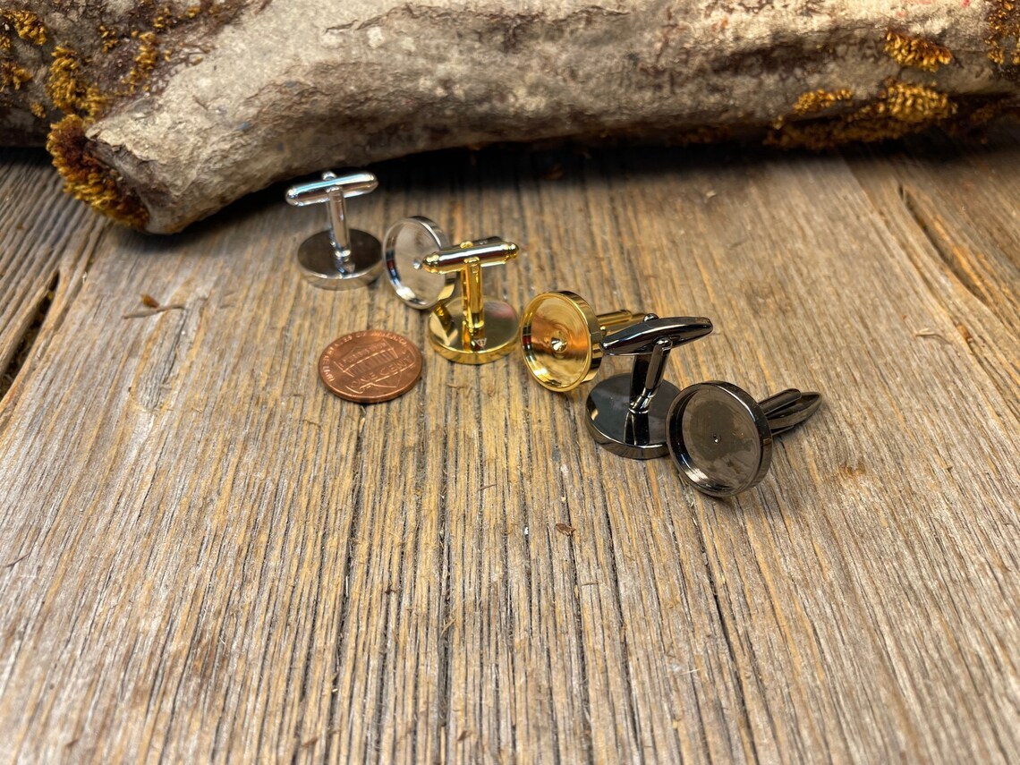 French Cuff Link Blanks,silver, Gold, Gunmetal Black, 16.02 Mm, One ...