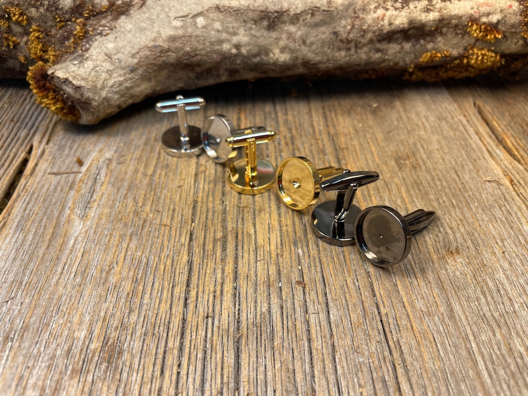 French Cuff Link Blanks,silver, Gold, Gunmetal Black, 16.02 Mm, One ...