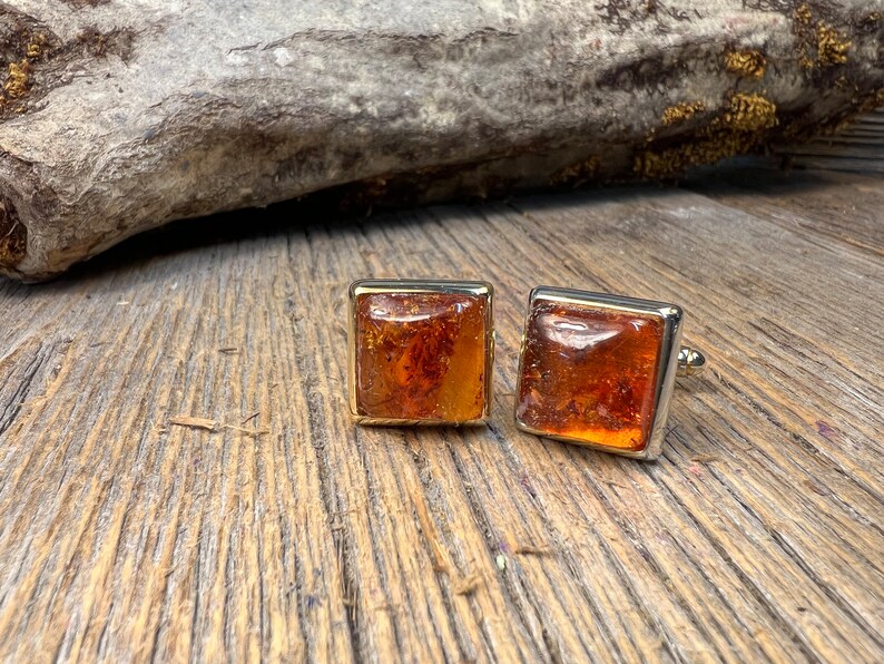 French Cufflinks: Baltic Amber 14/17 Mm Square - Etsy